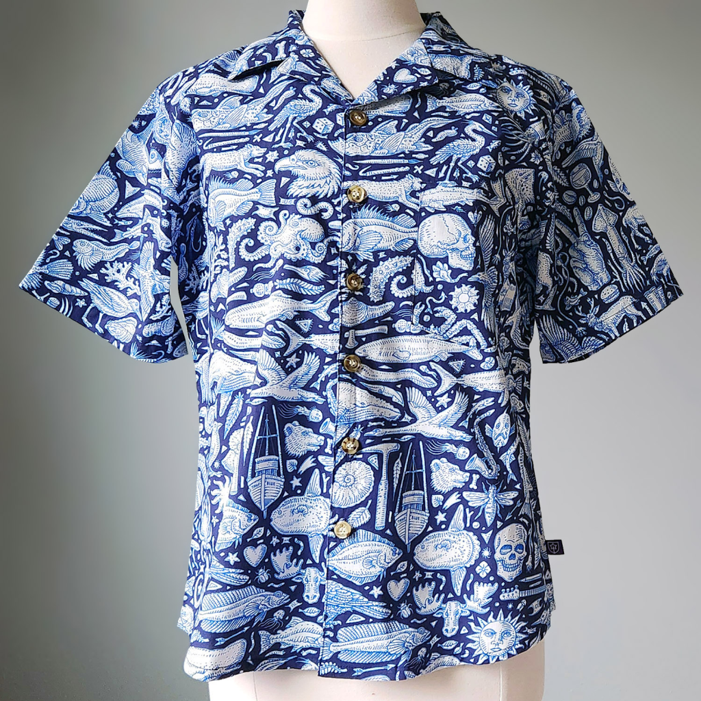 ALASKA WILD LIFE CAMP SHIRT - BLUE - Troll Art